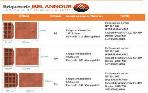 Brique rouge B8 / B10 / B12 (brique creuse) – www.MABANI.ma